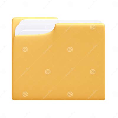 Yellow Folder Icon with Clipping Path, 3d Rendering Stock Illustration ...