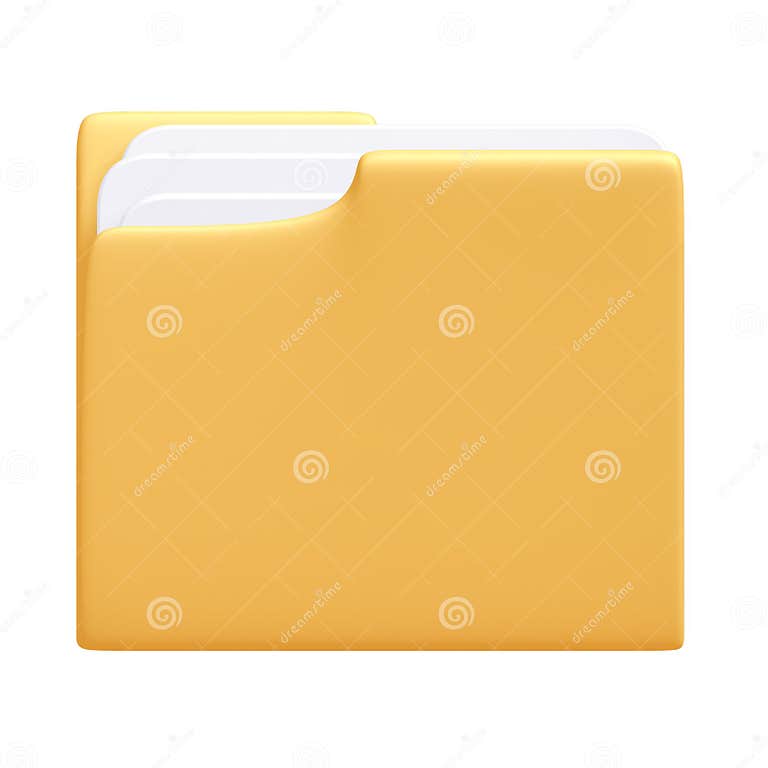 Yellow Folder Icon with Clipping Path, 3d Rendering Stock Illustration ...
