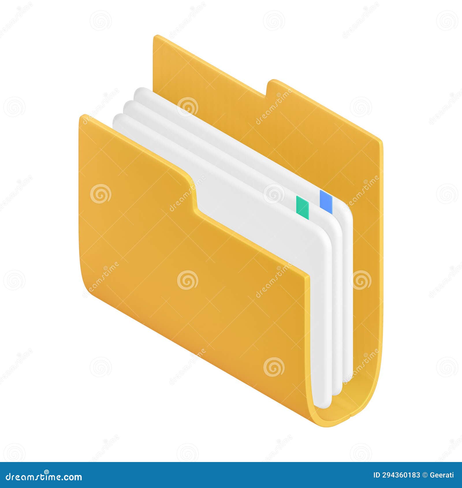 Yellow Folder Icon with Clipping Path, 3d Rendering Stock Illustration ...
