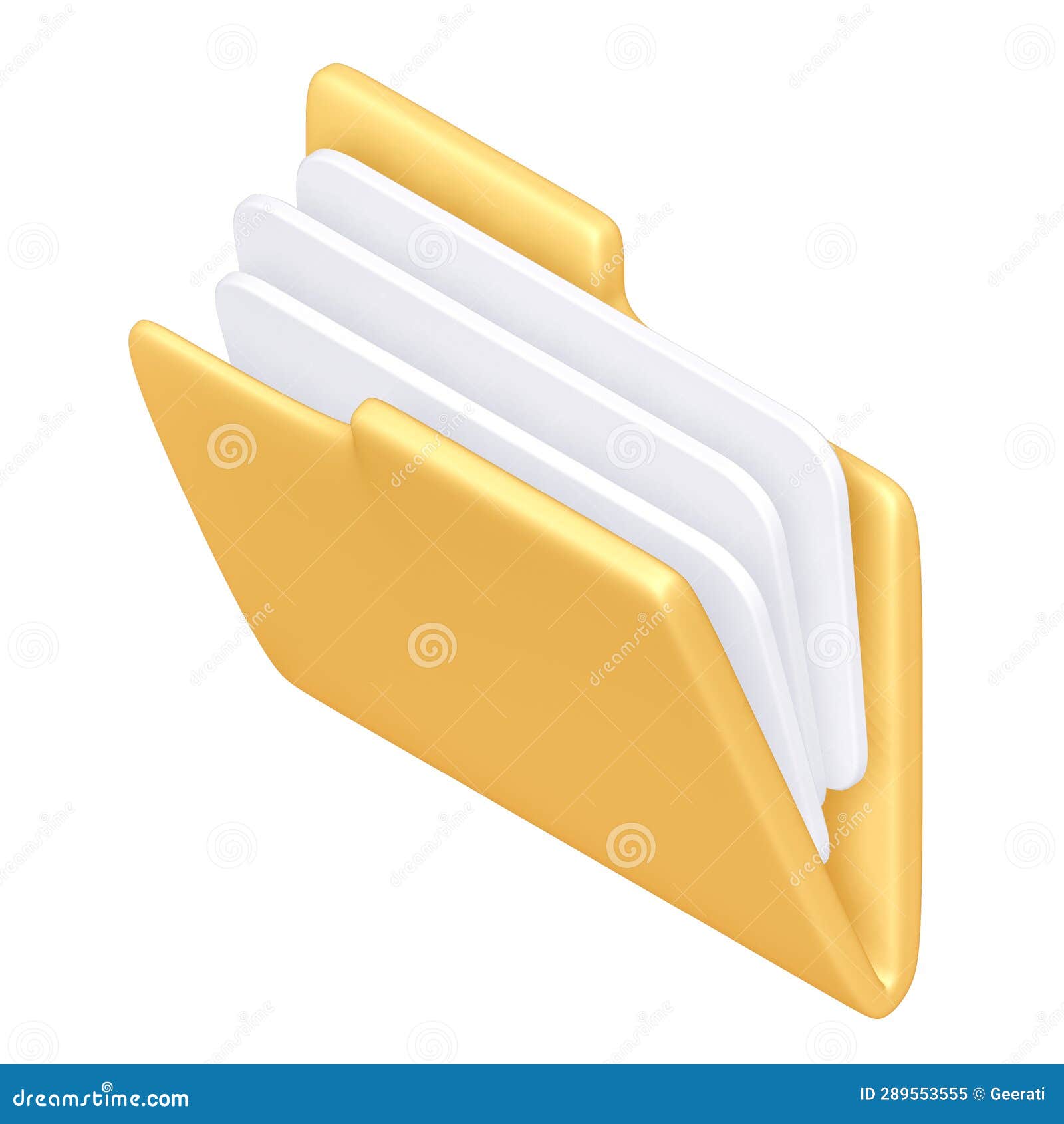 Yellow Folder Icon with Clipping Path, 3d Rendering Stock Illustration ...
