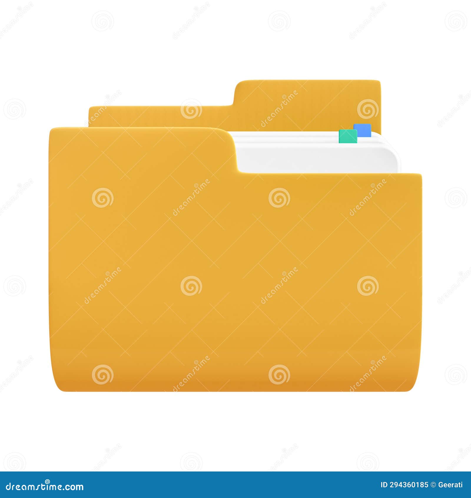 Yellow Folder Icon with Clipping Path, 3d Rendering Stock Illustration ...