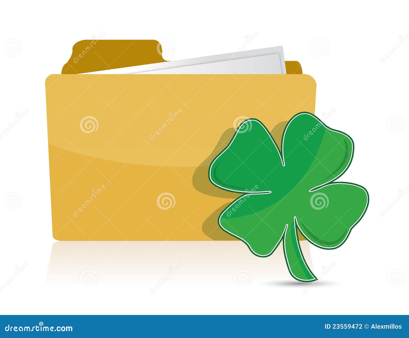 Yellow Folder Icon with Clover Illustration Stock Vector - Illustration ...