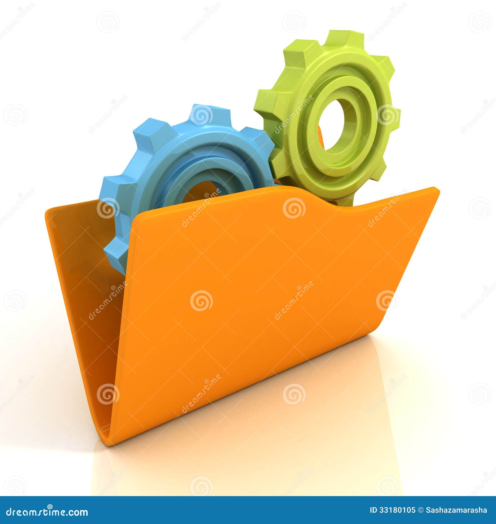 Yellow Folder Icon With Connected Work Gear Wheels Royalty-Free Stock ...