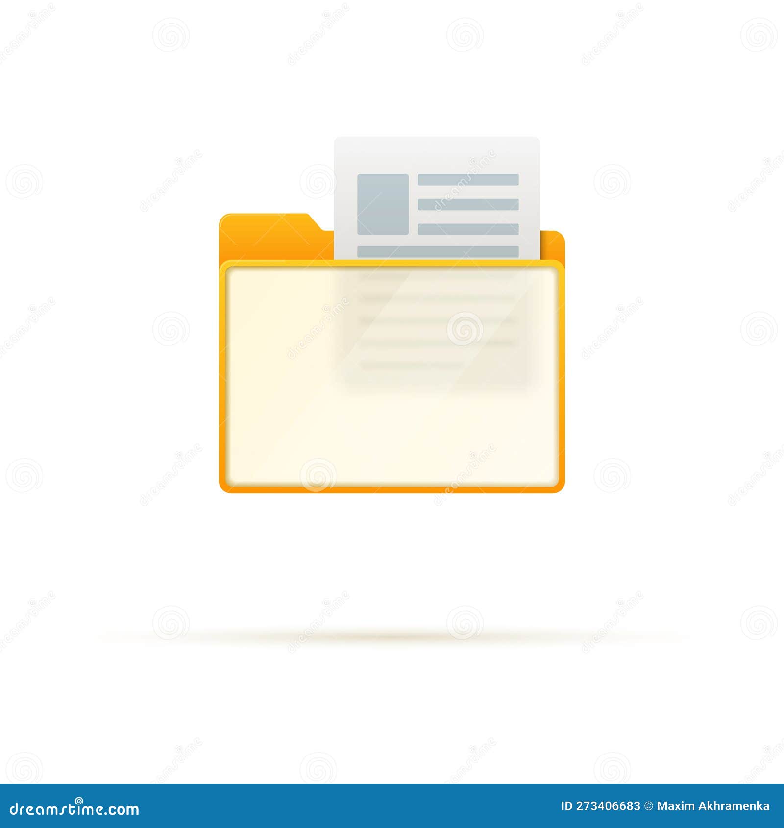 Yellow Folder Icon with Document and Transparent Element Isolated on ...