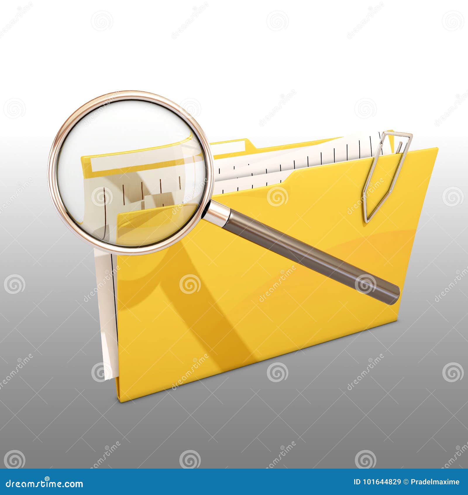 Yellow Folder Icon with Magnifying Glass Stock Illustration ...