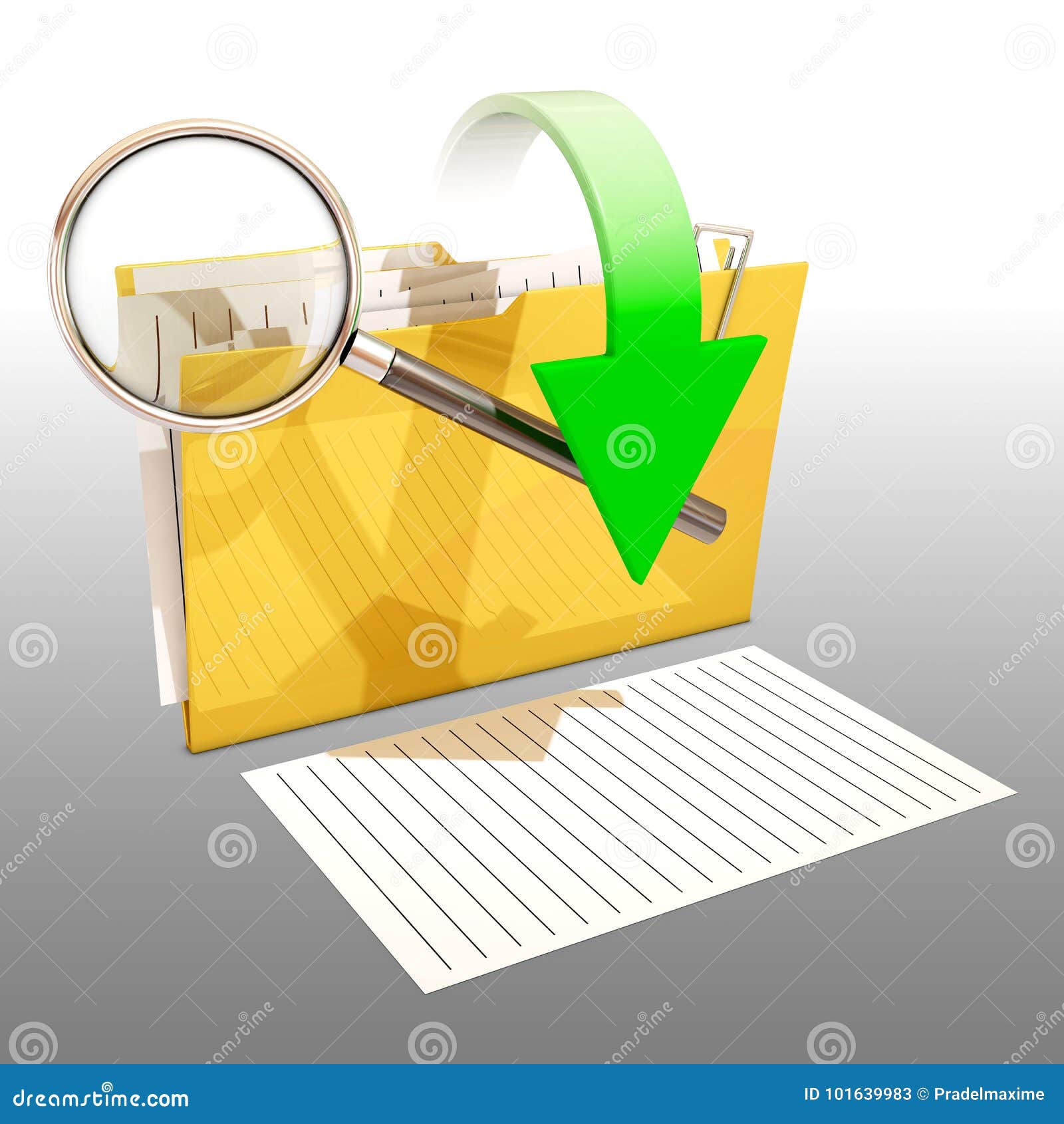 Yellow Folder Icon with Magnifying Glass Stock Illustration ...