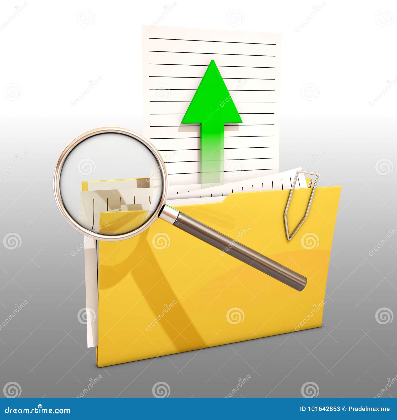 Yellow Folder Icon with Magnifying Glass Stock Illustration ...