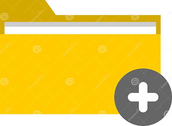 Yellow Folder Icon with Plus Sign, Icon for Adding Files Stock Vector ...