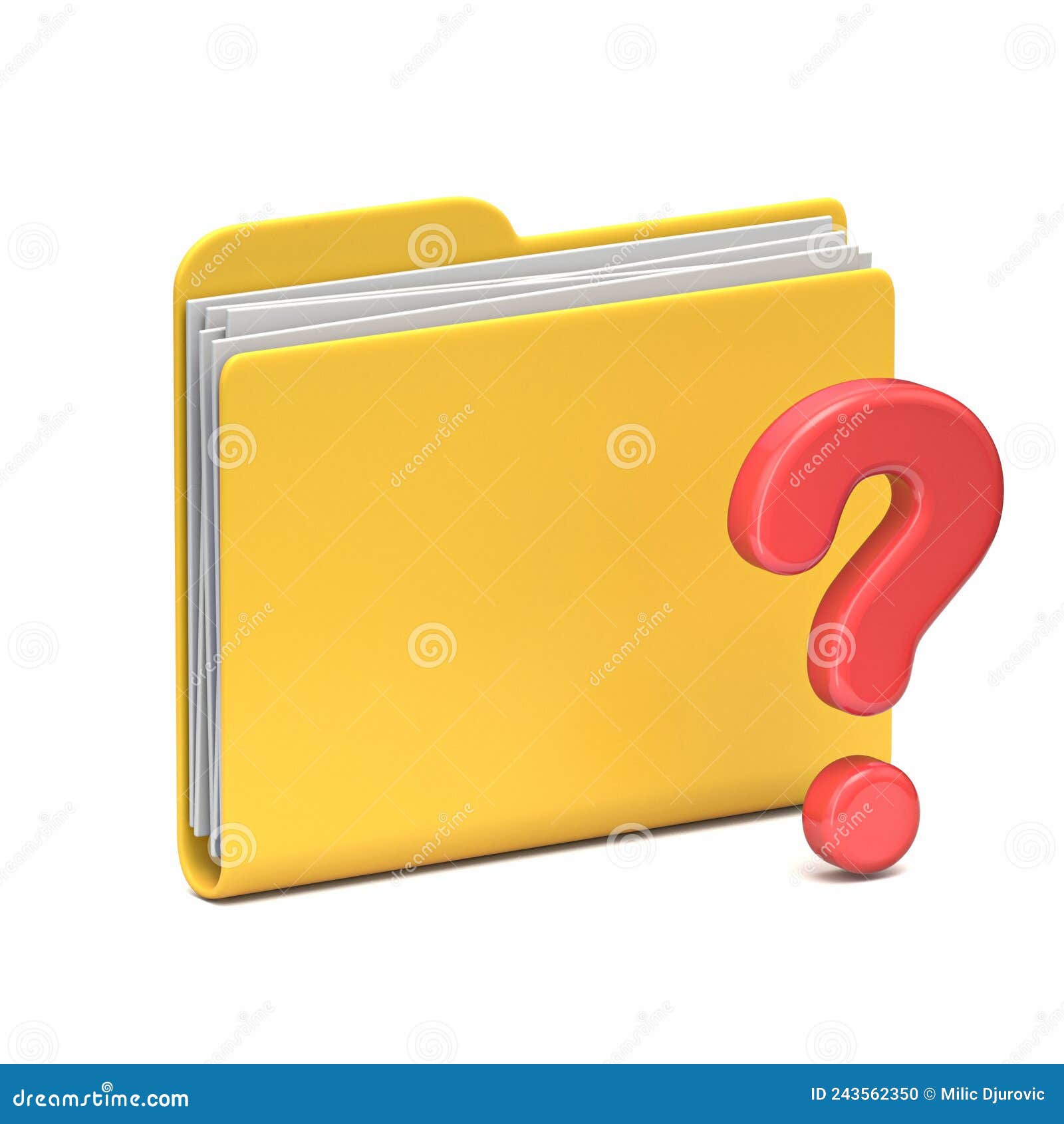 Computer Folder Icon Question Mark 3D Rendering Clipart And Illustrations