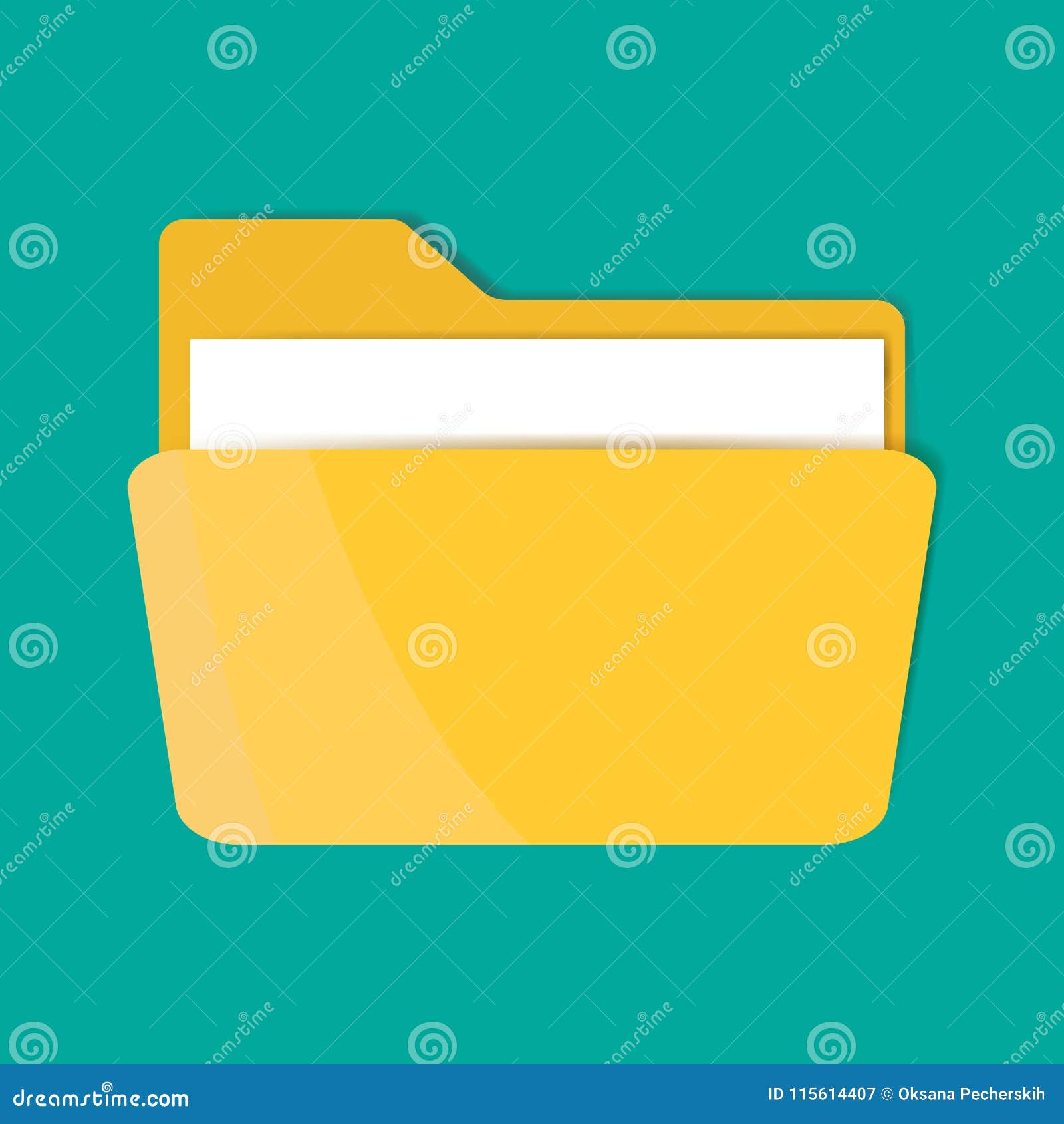Yellow Folder Icon with a Sheet of Paper. Vector Folder Icon Stock ...