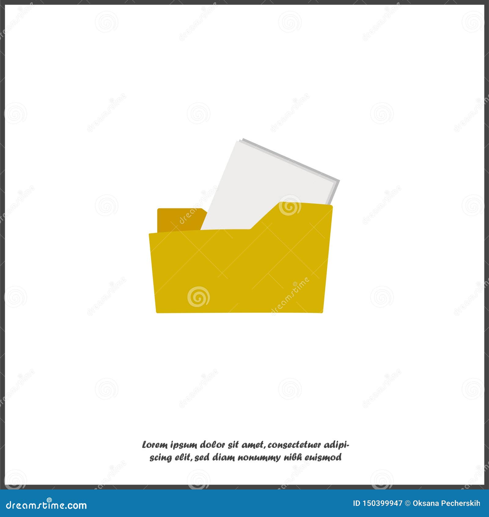 Yellow Folder Icon with a Sheet of Paper. Vector Folder Icon on White ...
