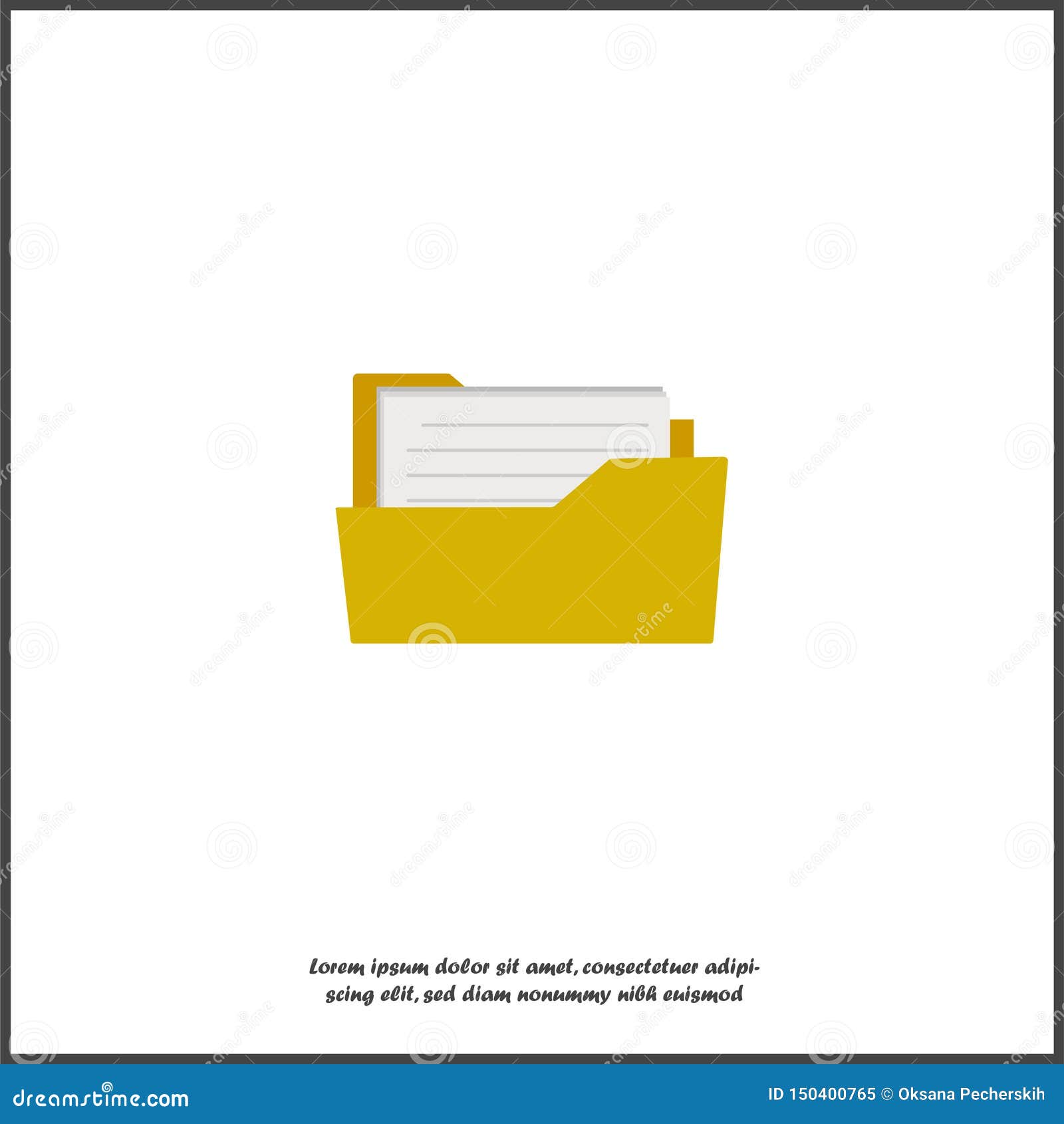 Yellow Folder Icon with a Sheet of Paper. Vector Folder Icon on White ...