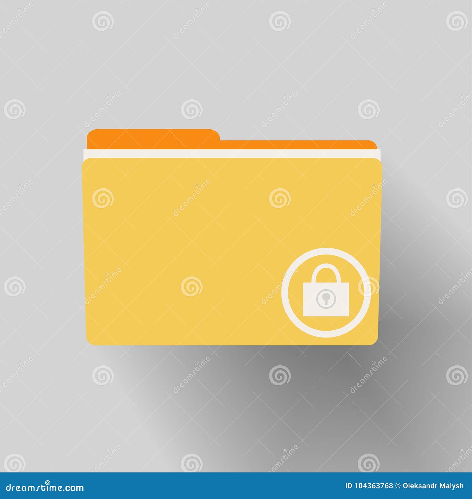 Yellow folder with locked stock vector. Illustration of business ...