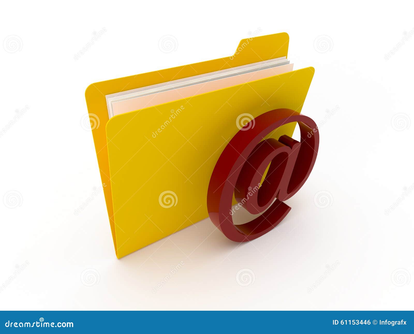 Yellow Folder with Mail Symbol Stock Illustration - Illustration of ...