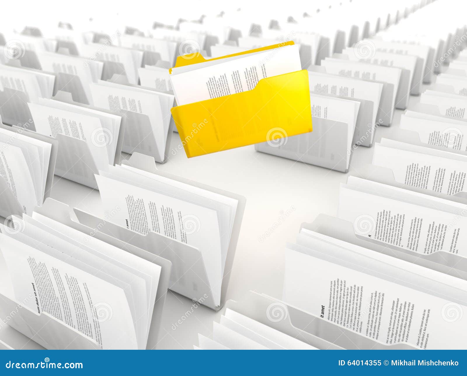 Yellow folder in a row stock illustration. Illustration of yellow ...