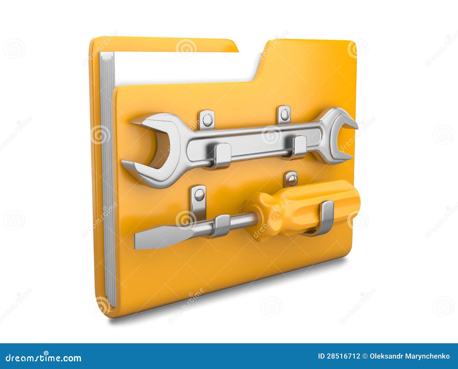 Yellow Folder with Wrench and Screwdriver Stock Illustration ...