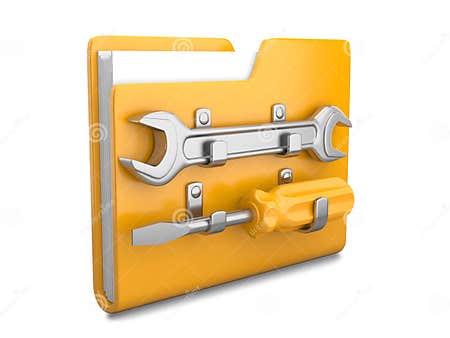 Yellow Folder with Wrench and Screwdriver Stock Illustration ...
