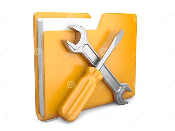 Yellow Folder with Wrench and Screwdriver Stock Illustration ...