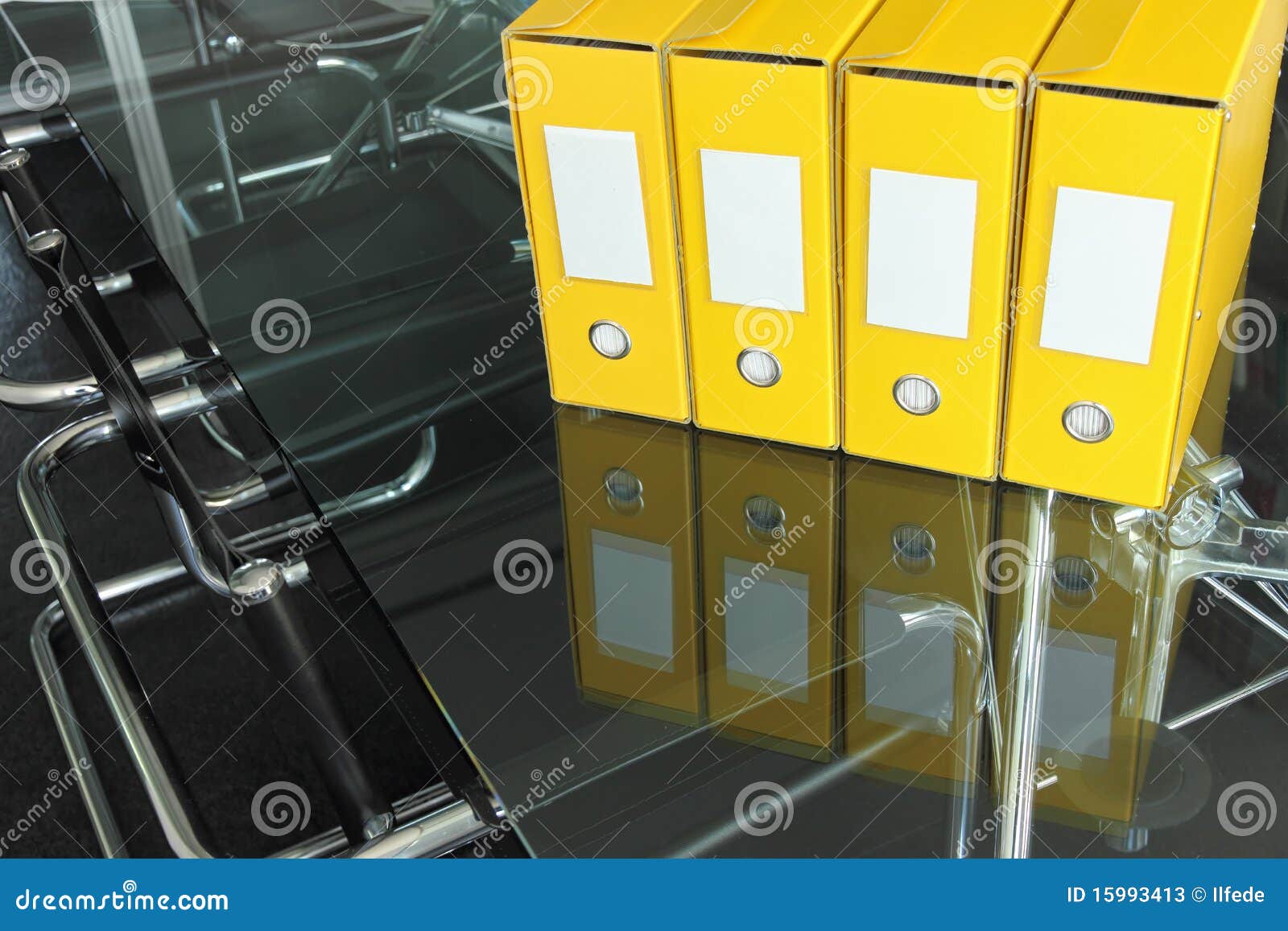Yellow folders stock image. Image of records, desktop - 15993413
