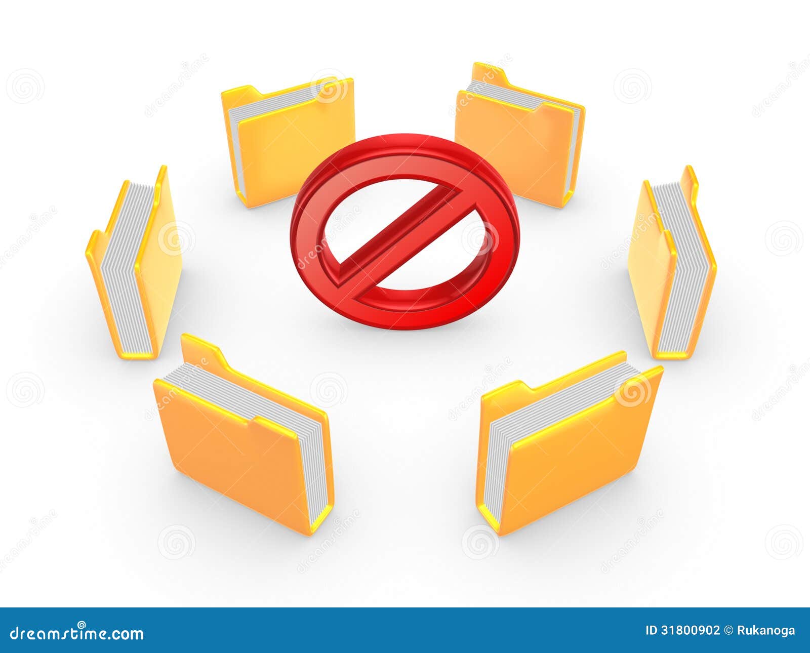 Yellow Folders Around Symbol of Warning. Stock Illustration ...