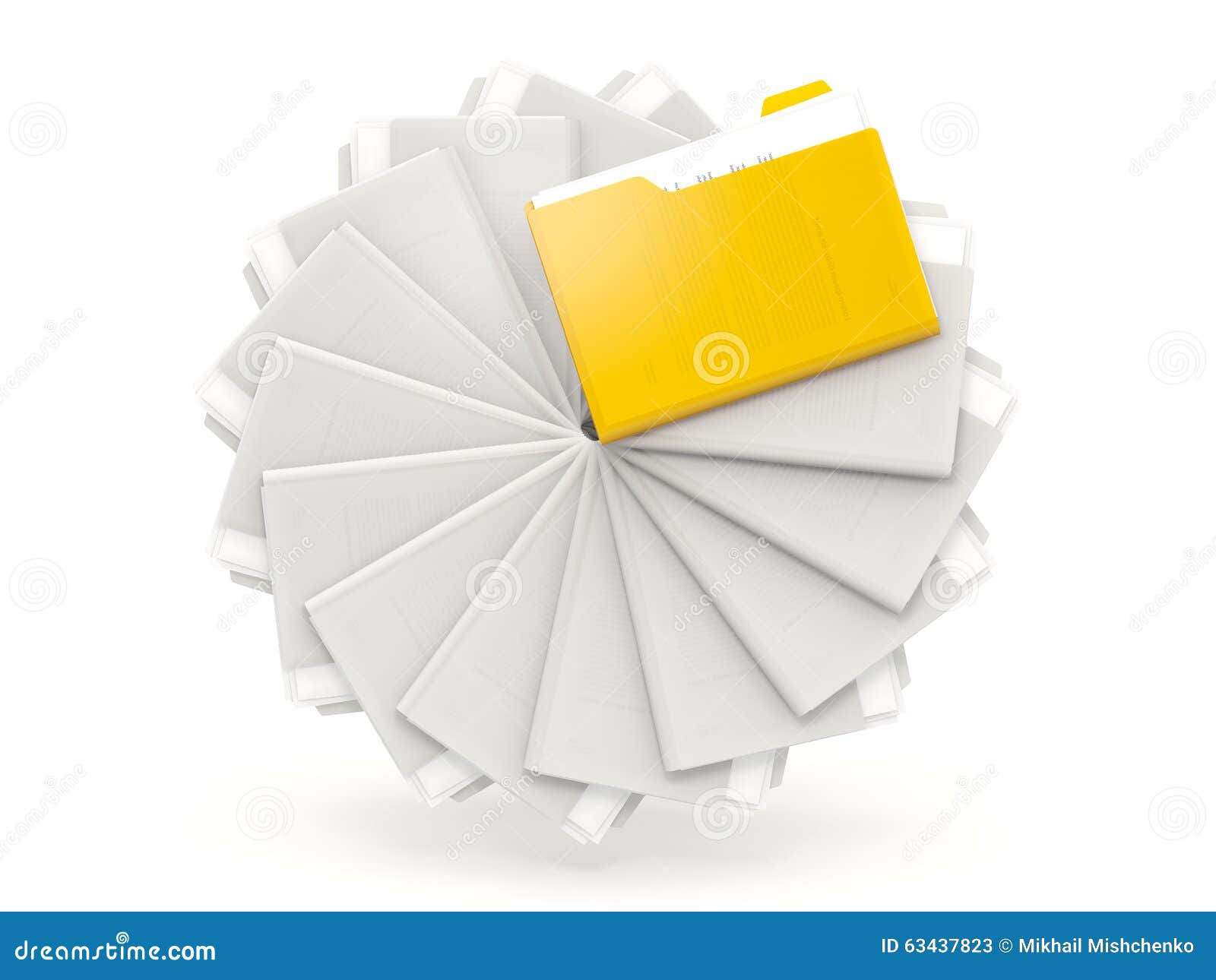 Yellow folders in a row stock illustration. Illustration of paper ...
