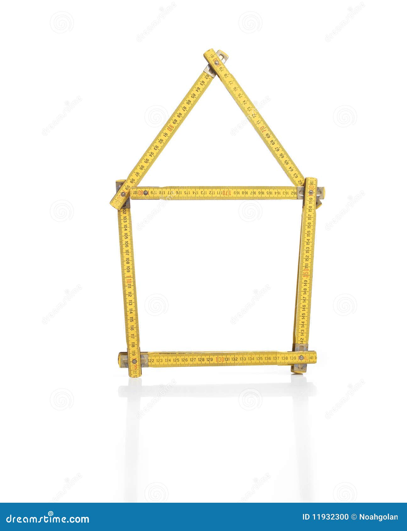 Yellow folding ruler house stock photo. Image of isolated - 11932300