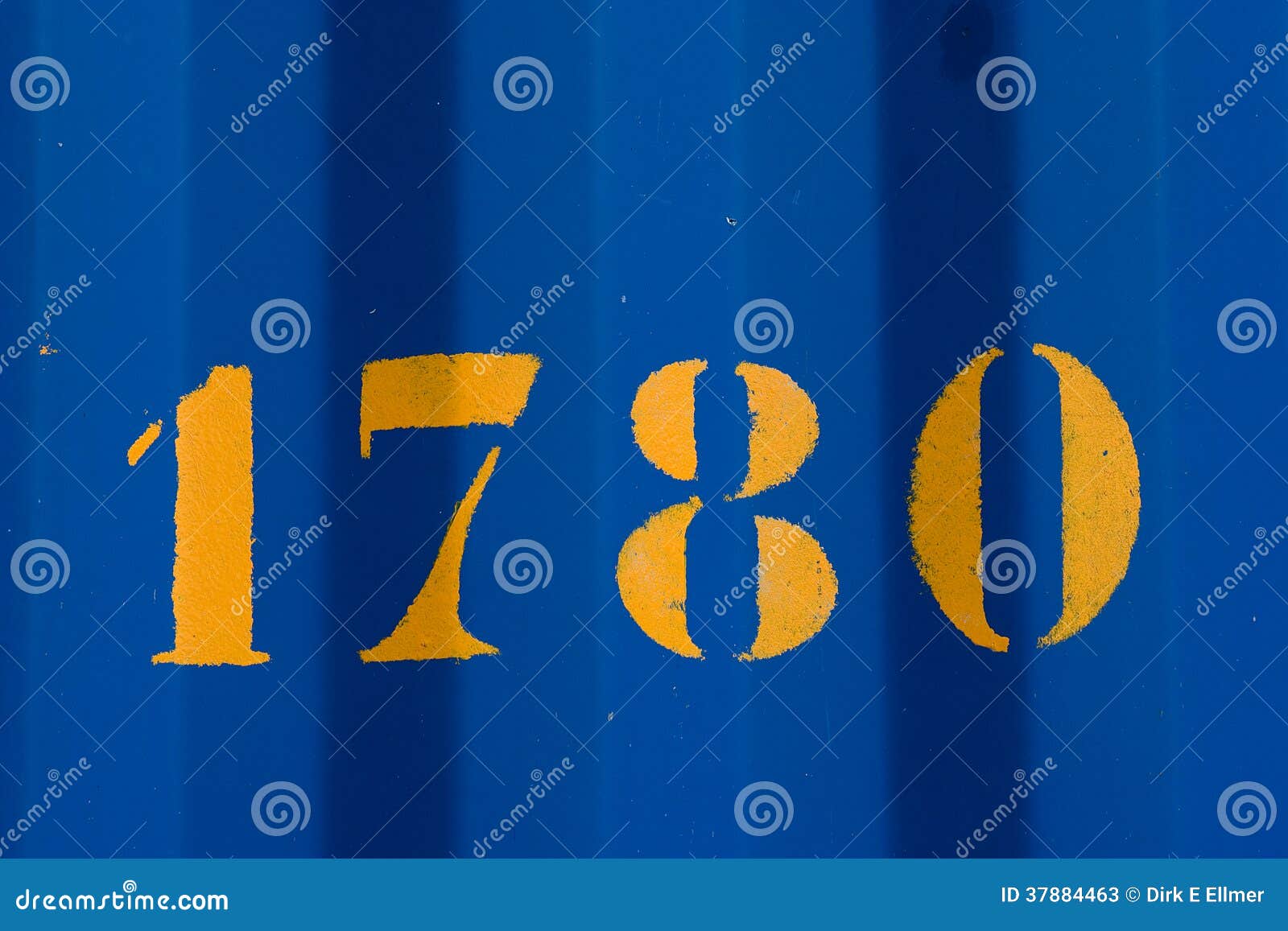 1780 Yellow Font on Bluw Steel Sheet Stock Image - Image of container ...