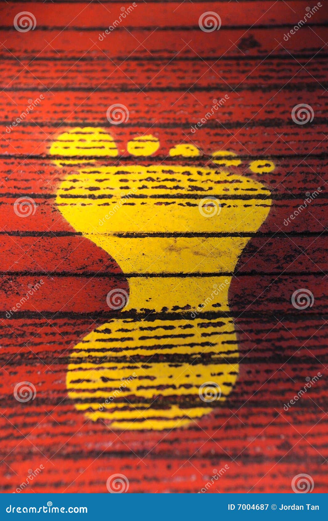 Yellow Footprint Signs On The Floor For Pedestrian. Symbol Of Walkway ...