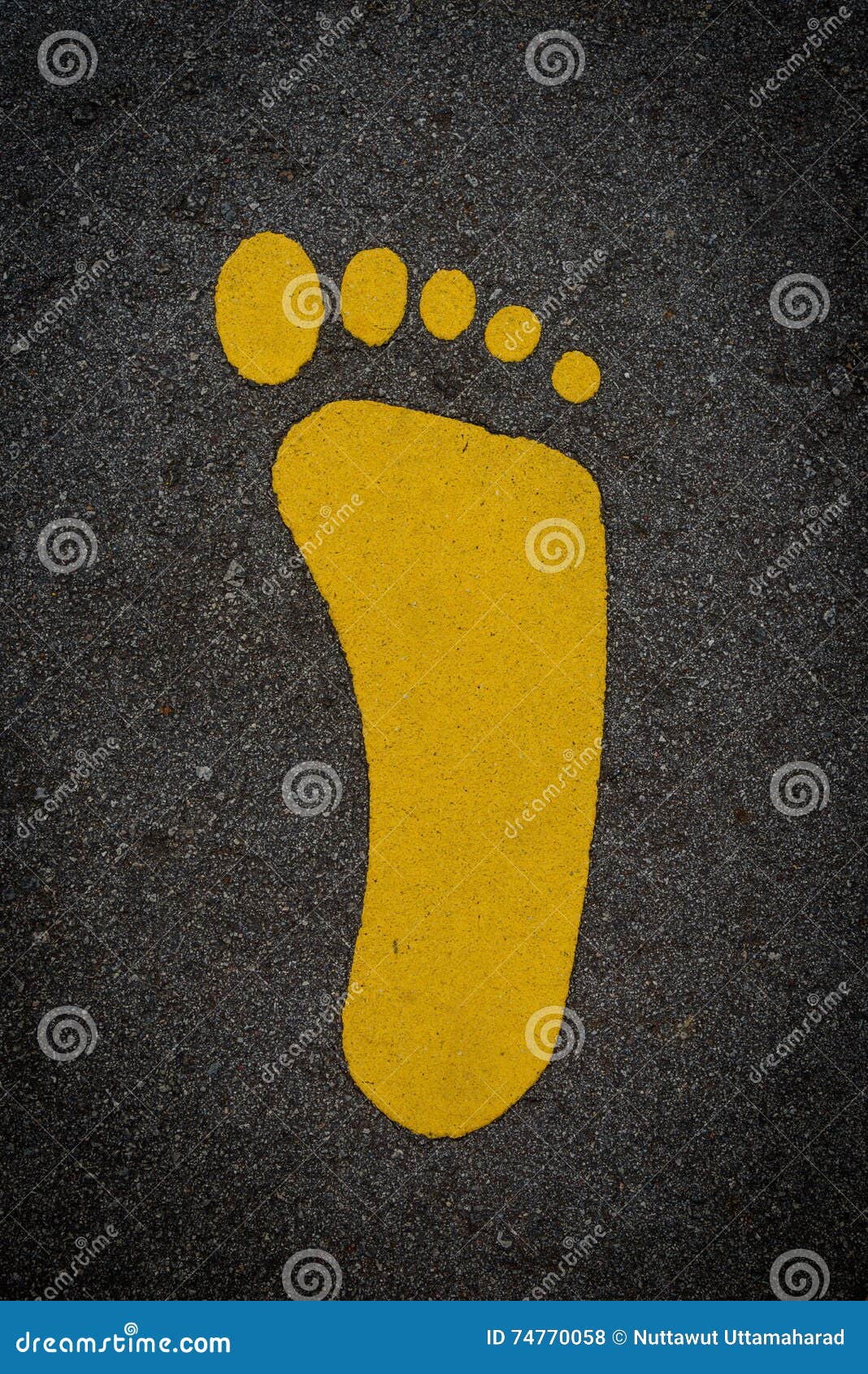 Yellow Footprint Signs On The Floor For Pedestrian. Symbol Of Walkway ...