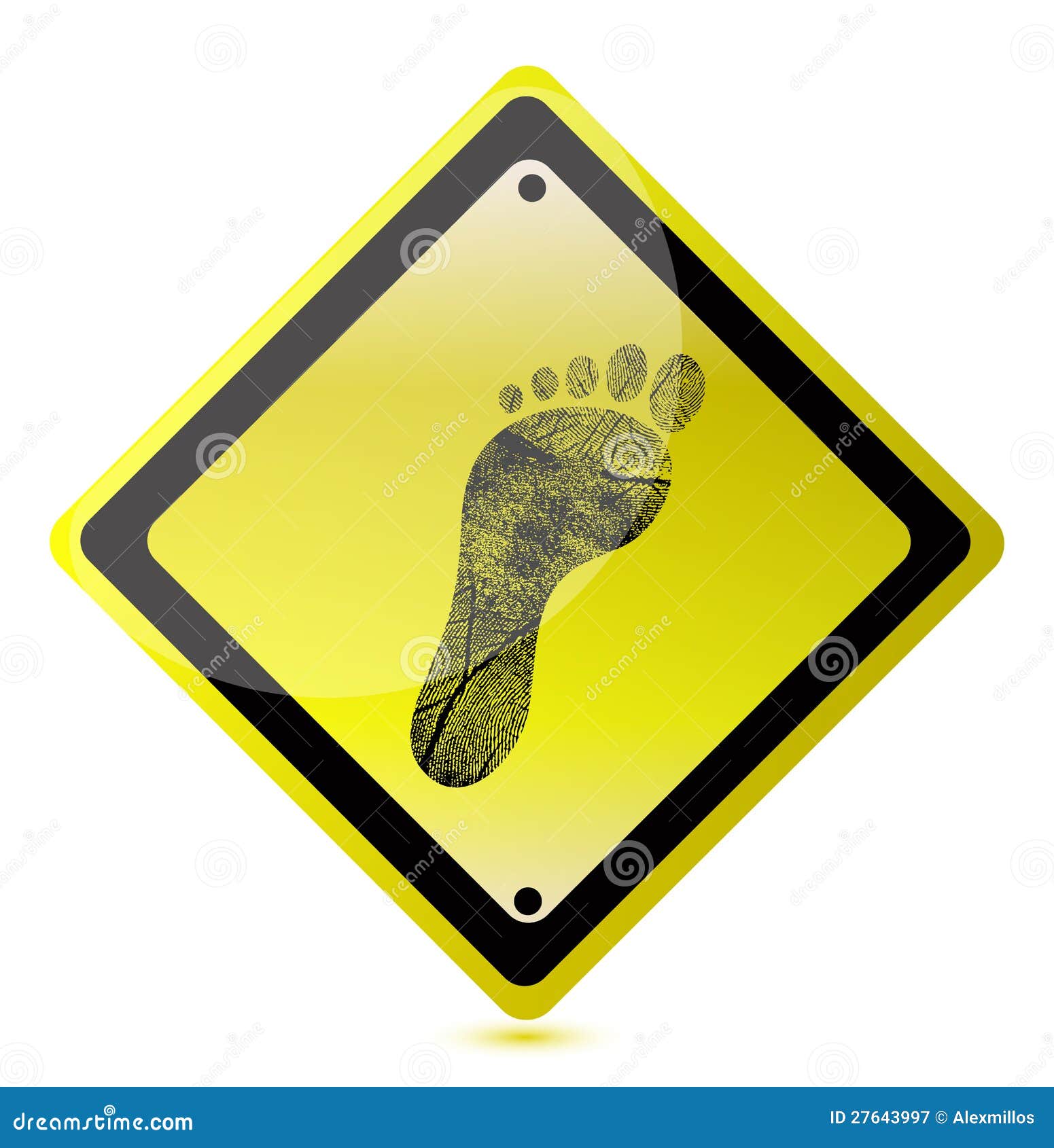 Yellow footprint sign stock illustration. Illustration of footprint ...