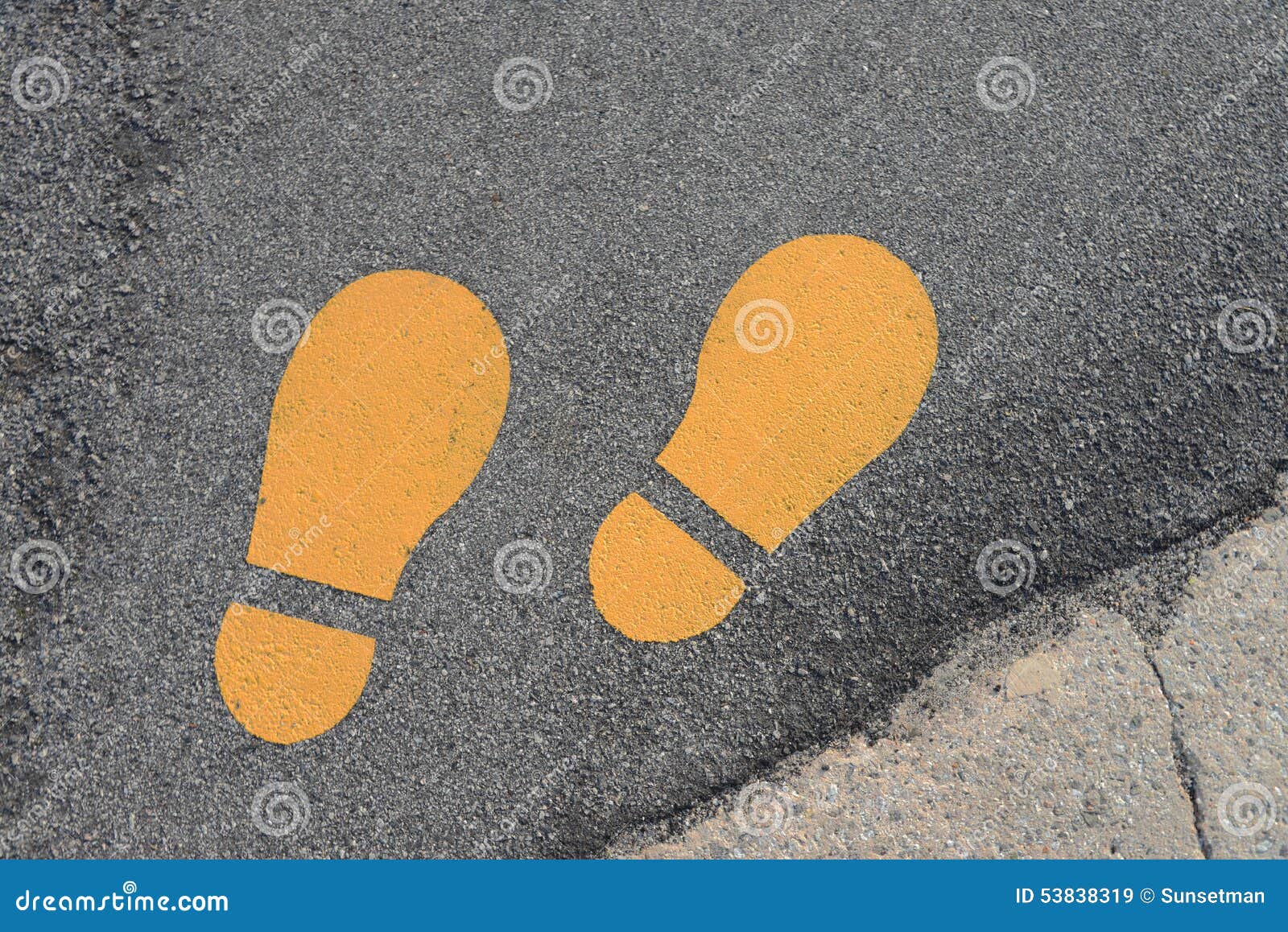 Yellow Footprints Paint Marks Stock Image - Image of sign, indication ...