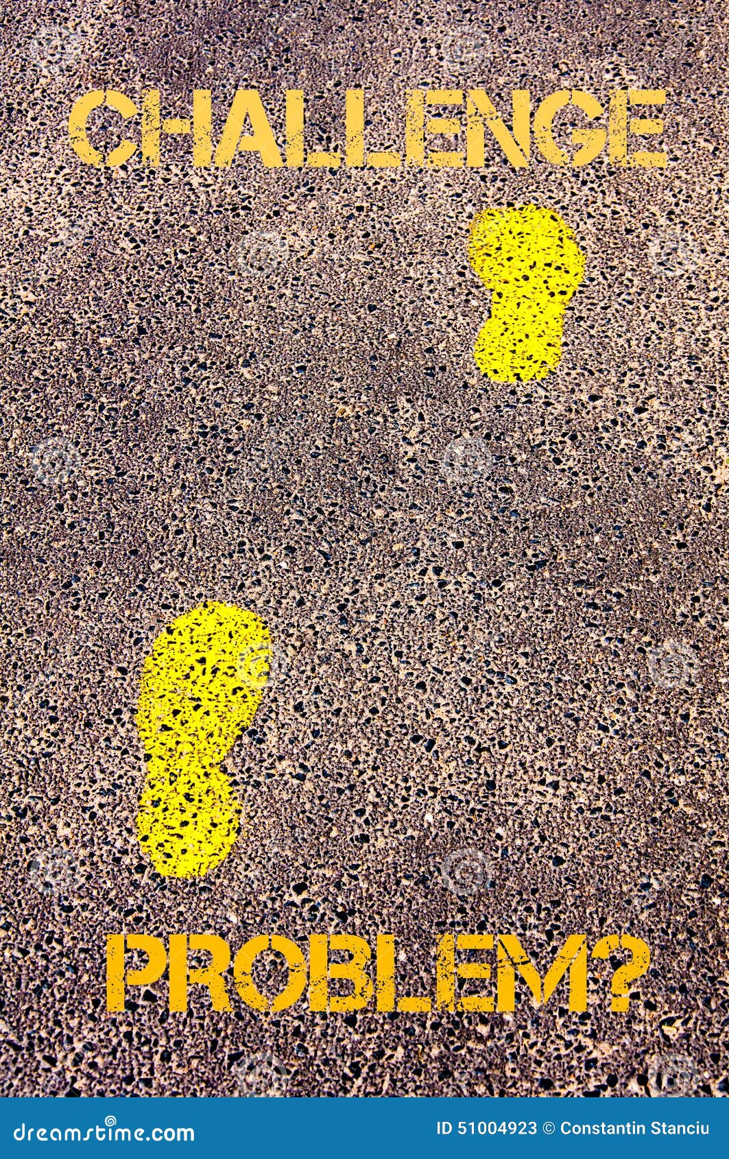 Yellow Footsteps on Sidewalk from Problem To Challenge Message. Concept ...