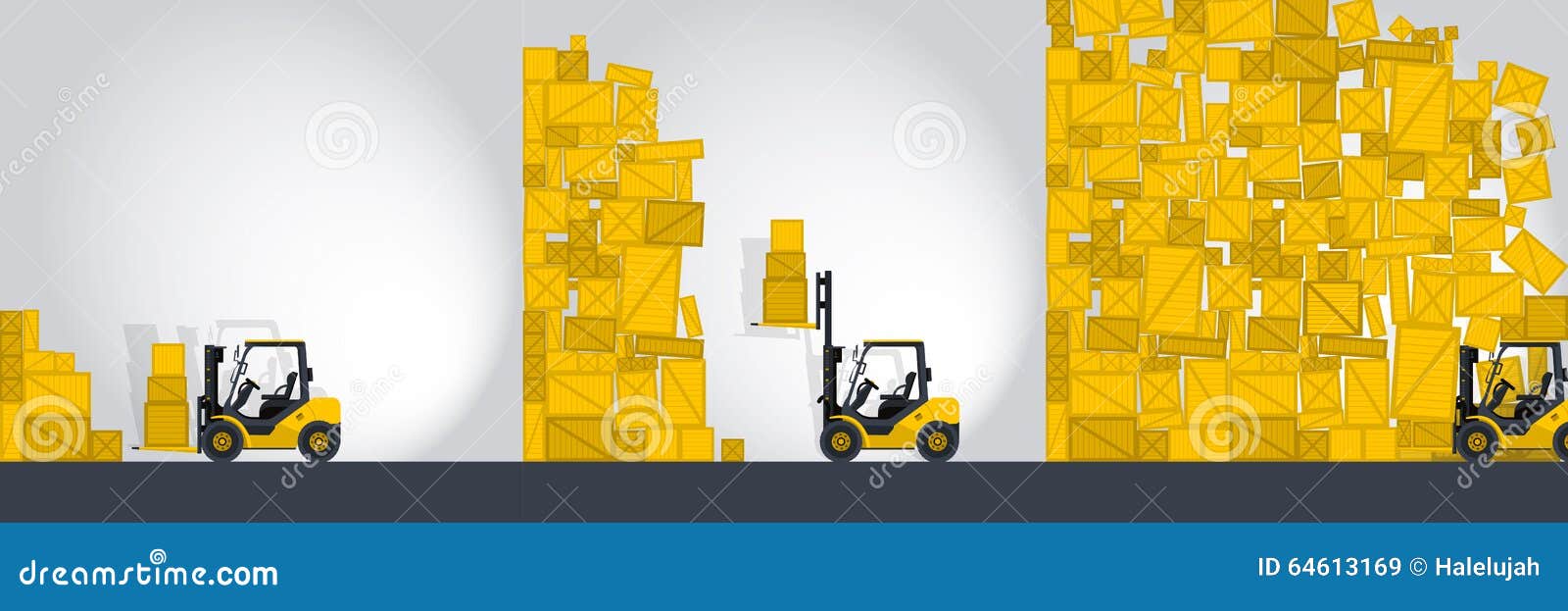 Yellow Fork Lift Loader Works in Store - Comics Strip Stock Vector ...