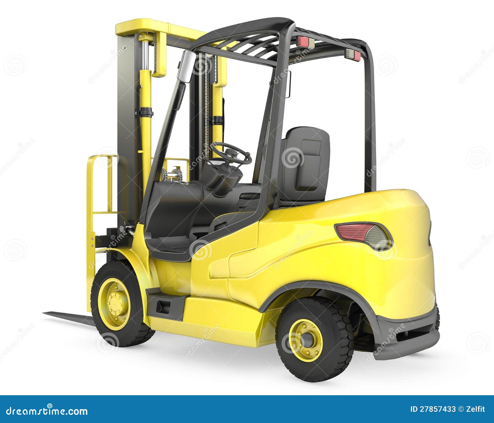 Yellow Fork Lift Truck, Rear View Stock Illustration - Illustration of ...