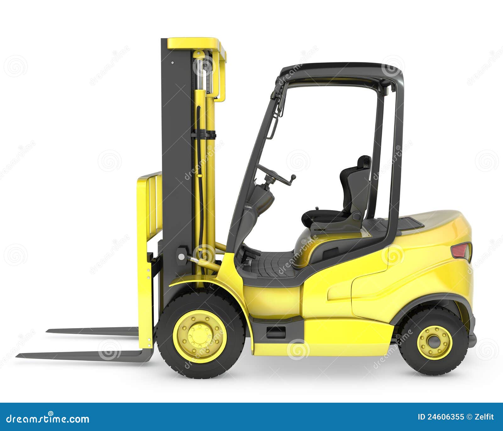 Yellow Fork Lift Loader, Sky With Clouds In Background. Banner Layout ...