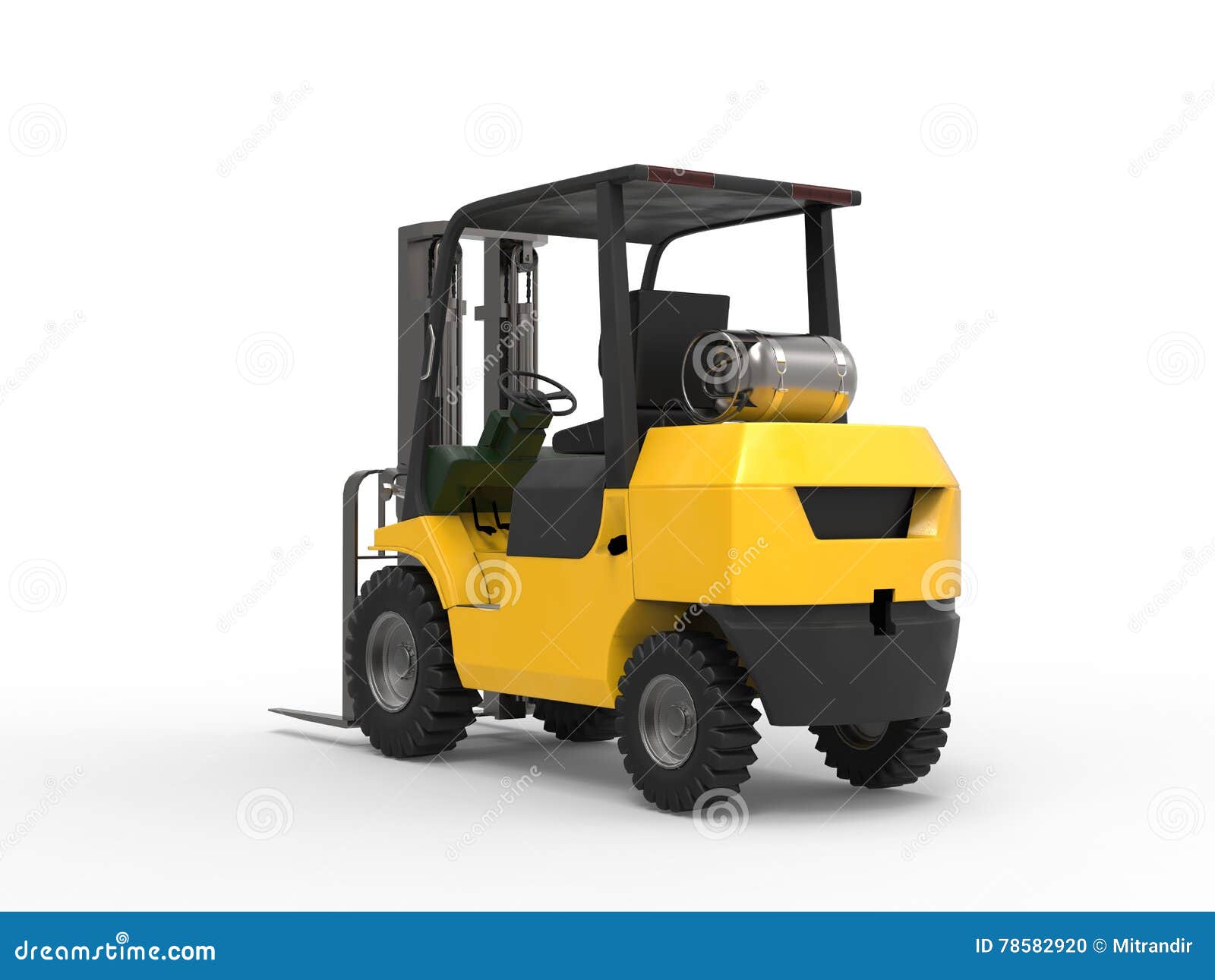 Yellow Forklift - Back View Stock Illustration - Illustration of ...