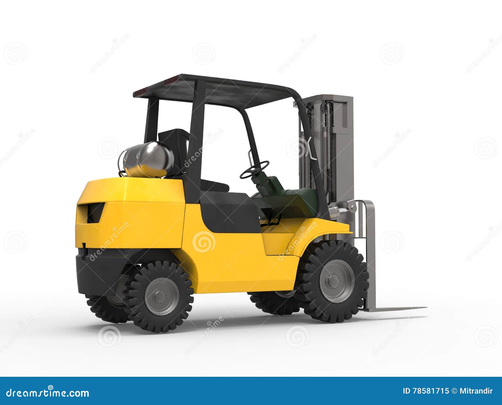 Forklift Top View Isolated On White Background. 3d Rendering Royalty ...