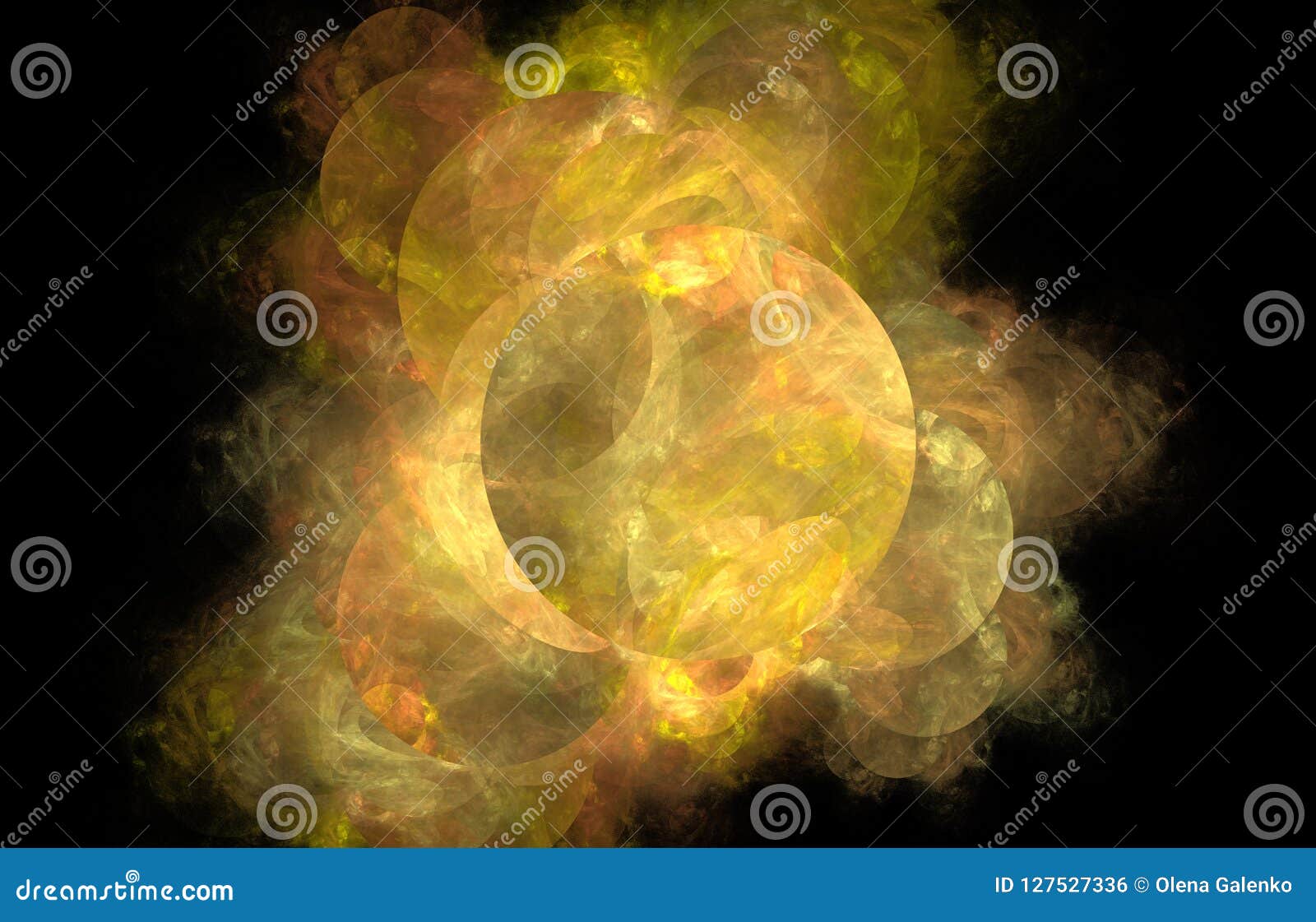 Yellow Fractal Abstract with Sun. Fantasy Fractal Texture. Digital Art ...