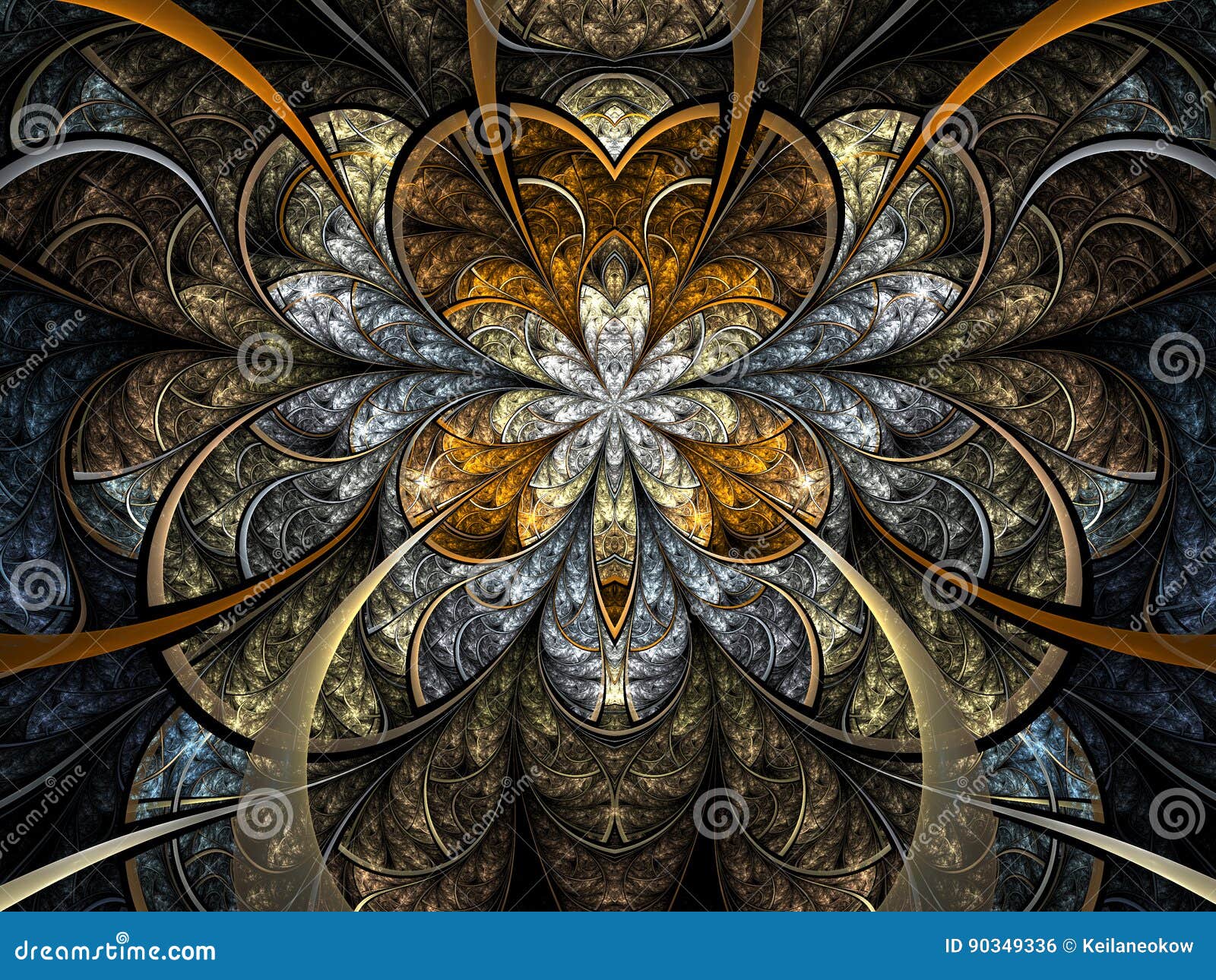 Yellow fractal flower stock illustration. Illustration of decorative ...