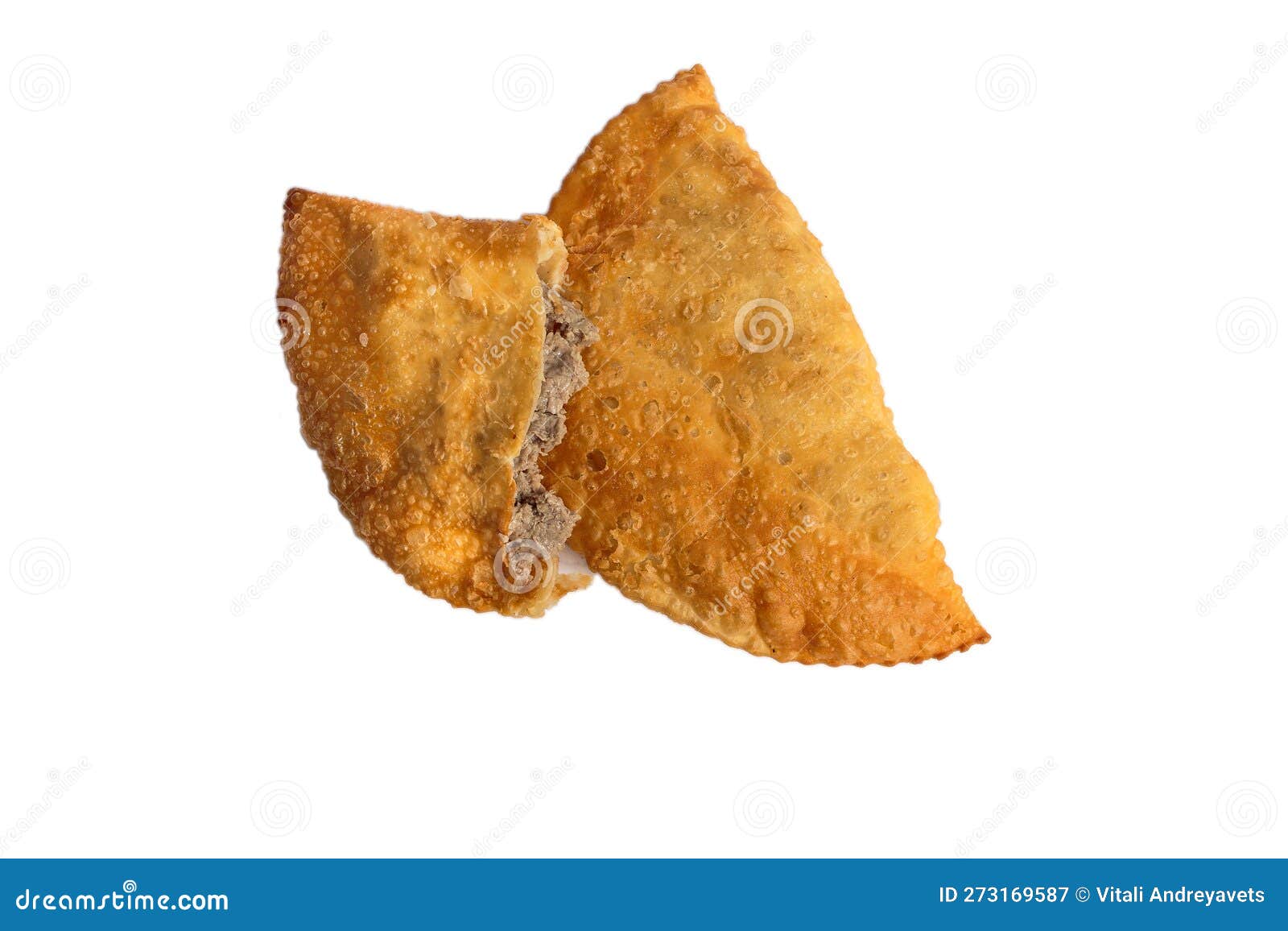Yellow Fried Cheburek in a Cut with an Appetizing Look on a White ...