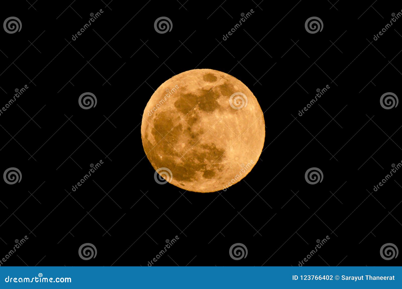 Yellow Big Full Moon On Dark Blue Night Sky Watercolor Painting Stock ...