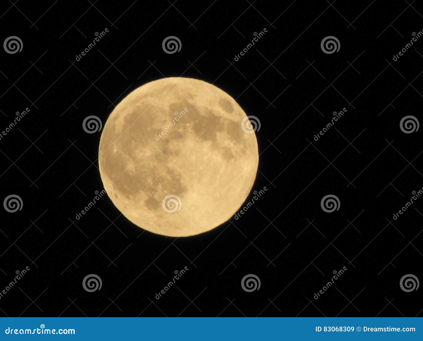 Yellow Full Moon on the Dark Night, Close Up, Stock Image - Image of ...