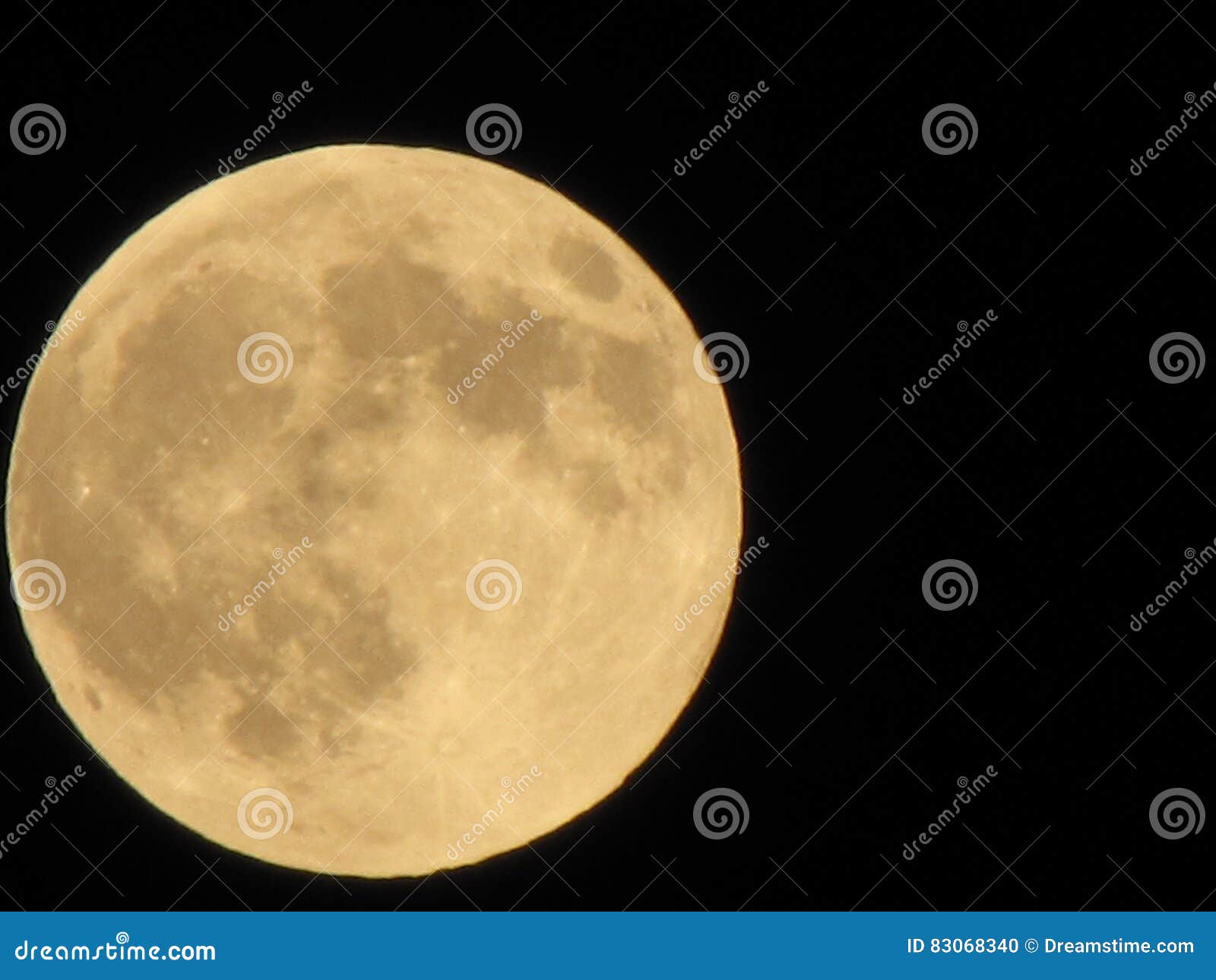 Yellow Full Moon on the Dark Night, Close Up, Stock Photo - Image of ...