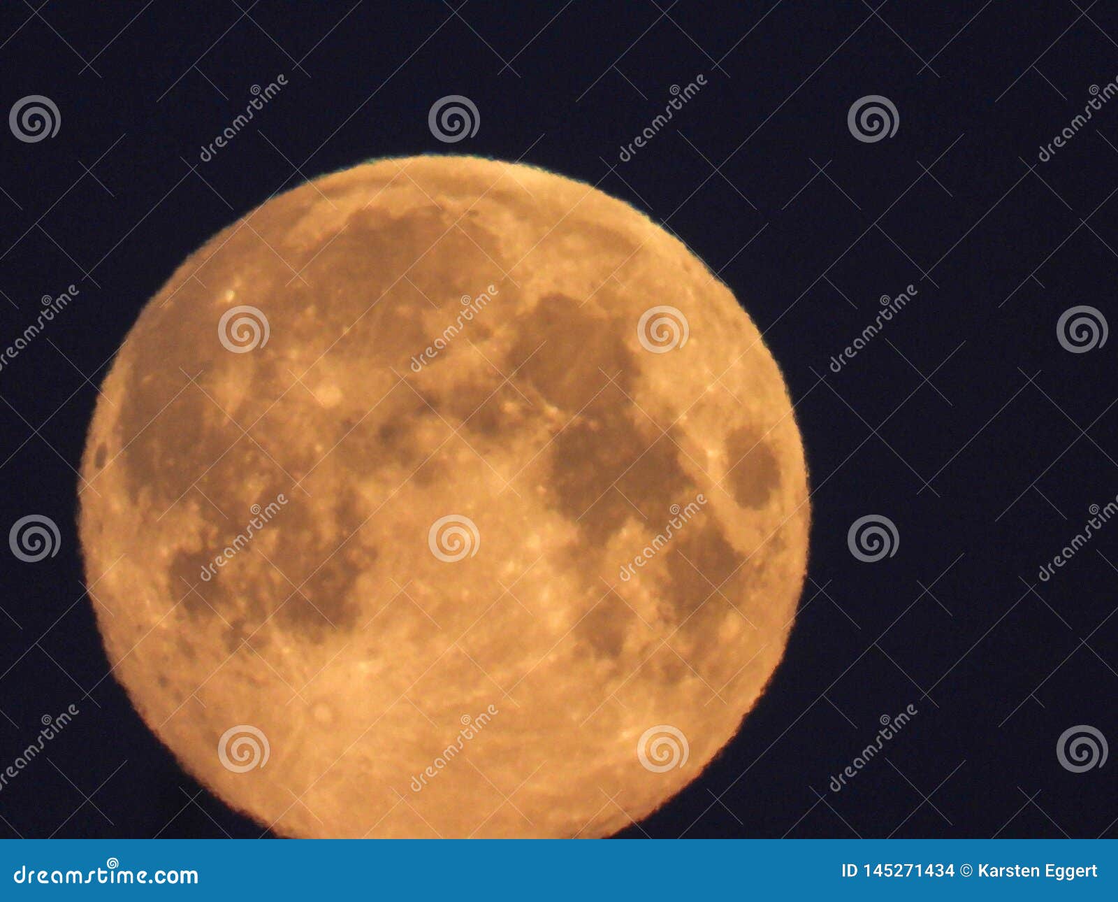 Yellow Full Moon in the Morning Sky Stock Photo - Image of blue, cloud ...