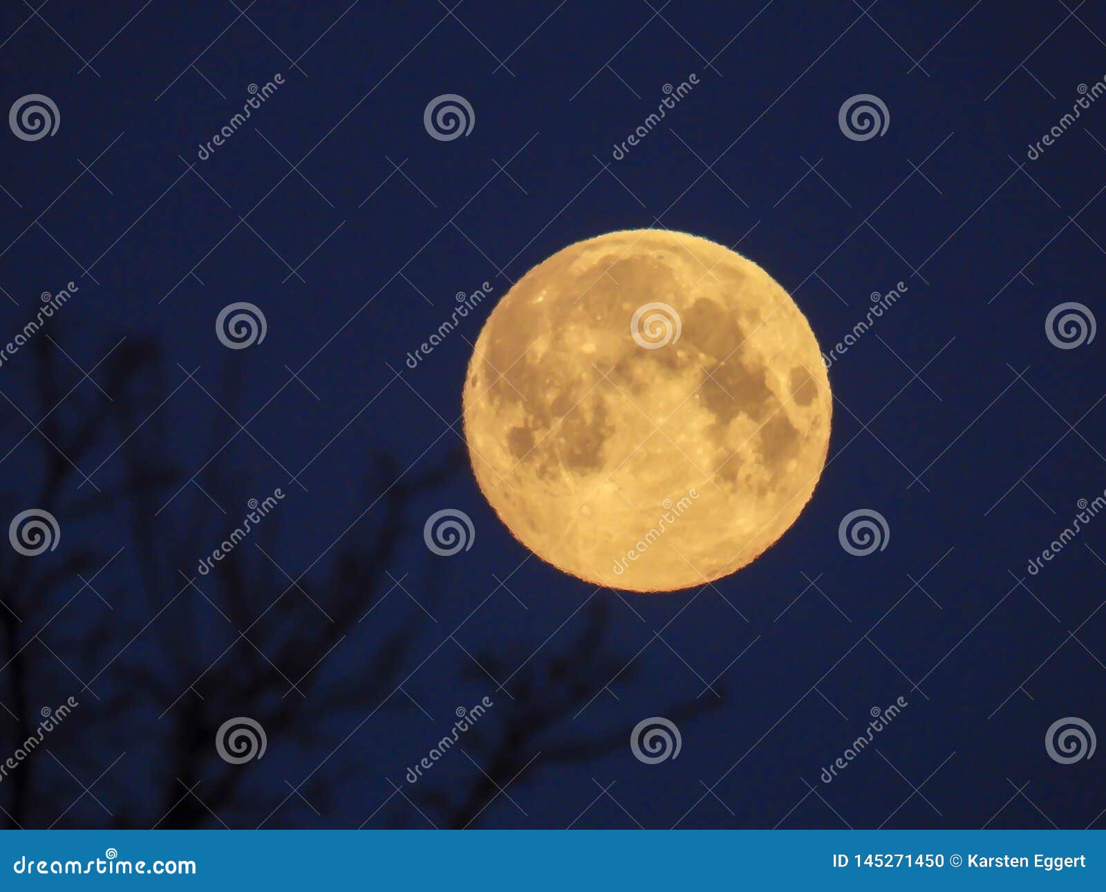 Yellow Full Moon in the Morning Sky Stock Photo - Image of moon, dark ...
