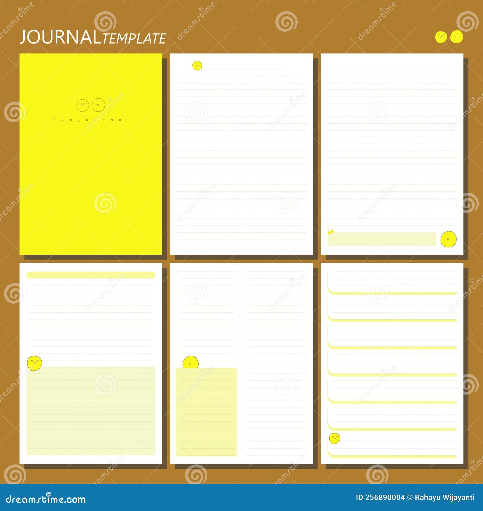 Yellow Fun Journal Planner Template Stock Vector - Illustration of ...
