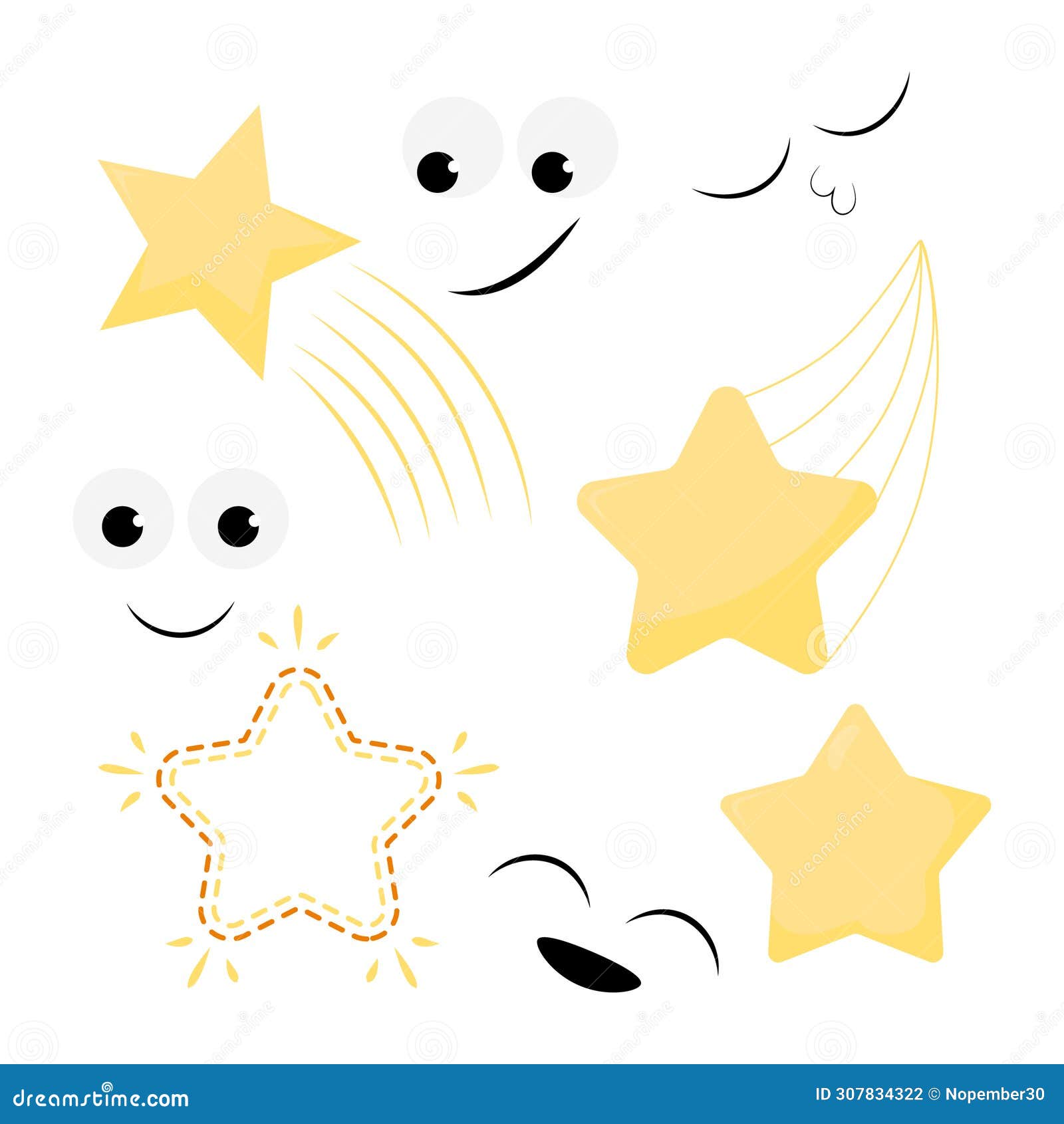 Yellow funny stars stock vector. Illustration of funny - 307834322