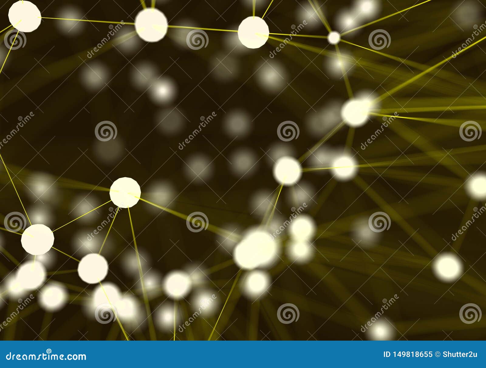 Yellow Futuristic Abstract Network Nodes Background. Technology and ...
