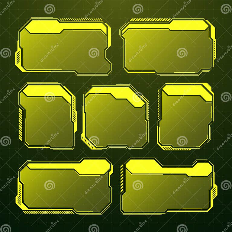 Yellow Futuristic HUD, UI Elements. Sci-fi User Interface Text Boxes ...