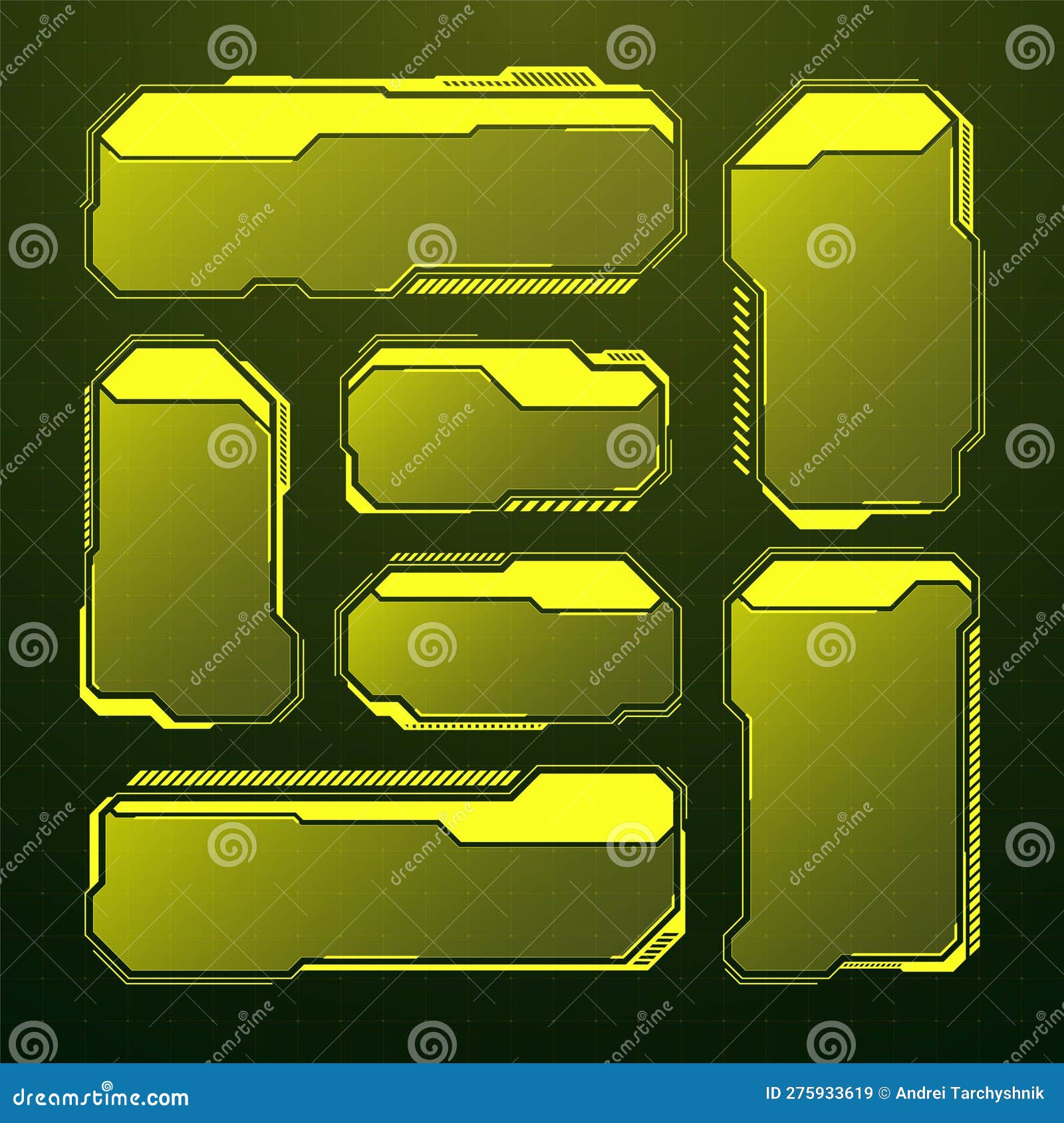 Yellow Futuristic HUD, UI Elements. Sci-fi User Interface Text Boxes ...
